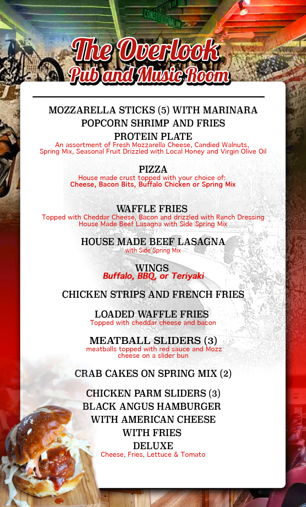 Menu | The Overlook Bar